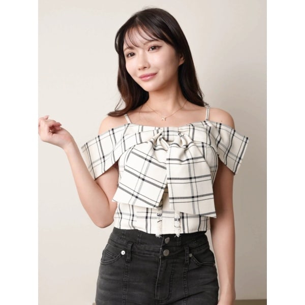 リップサービス（LIPSERVICE）/ツイードリボンオフショルトップス