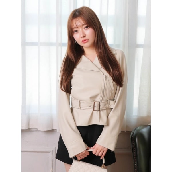 リップサービス（LIPSERVICE）/2wayコンパクトペプラムライダースジャケット