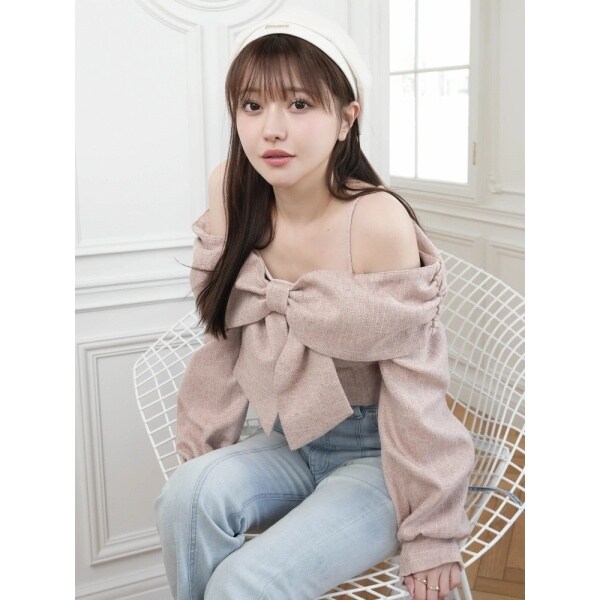 リップサービス（LIPSERVICE）/リボンオフショルロングスリーブトップス