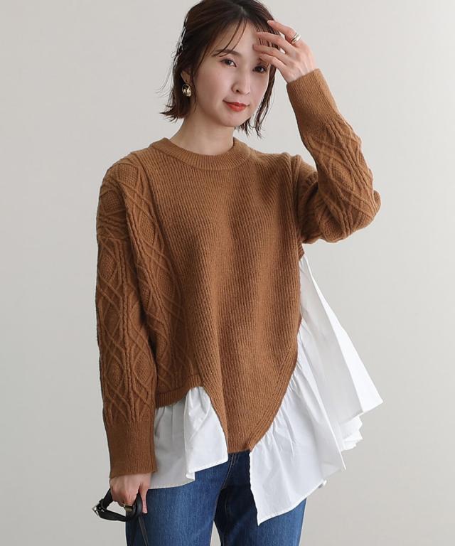 プールヴー（PourVous）/レイヤード風アシンメトリーニット