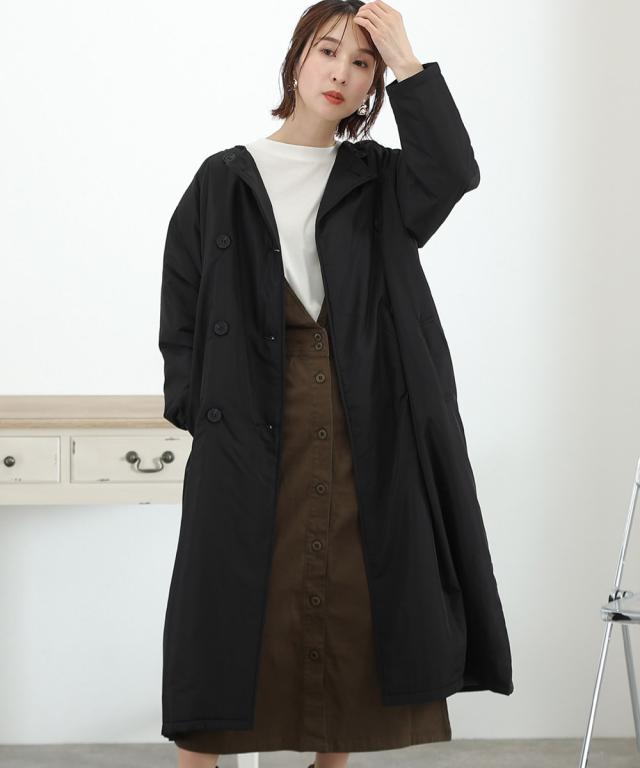 プールヴー（PourVous）/中わた入りノーカラーコート