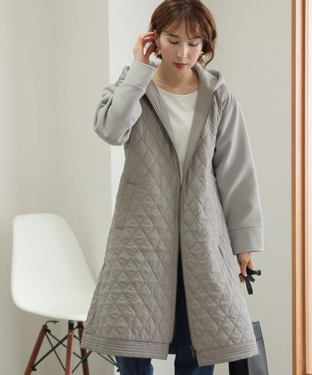 プールヴー（PourVous）/キルティング使いフーテッドコート