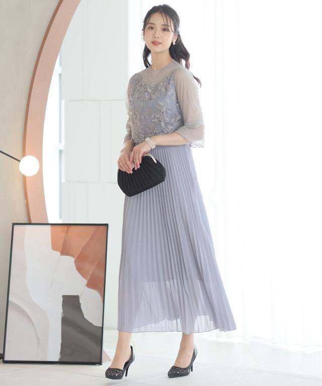 プールヴー（PourVous）/ラメチュールスリーブプリーツドレス