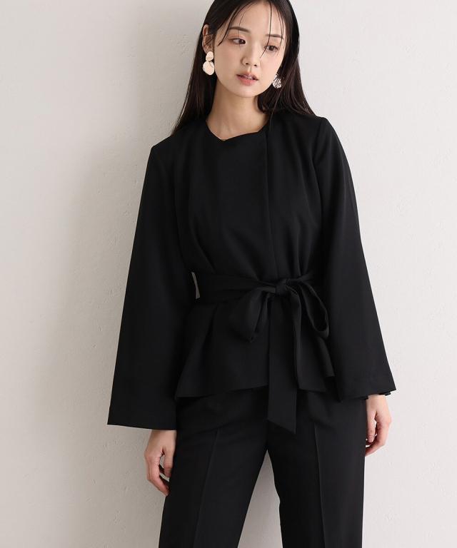 プールヴー（PourVous）/リボンペプラムセットアップスーツ