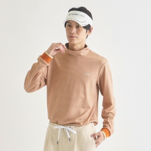 アダバット（adabat）/【ADBT】 幾何学デザイン リブ袖 長袖モックネックプルオーバー