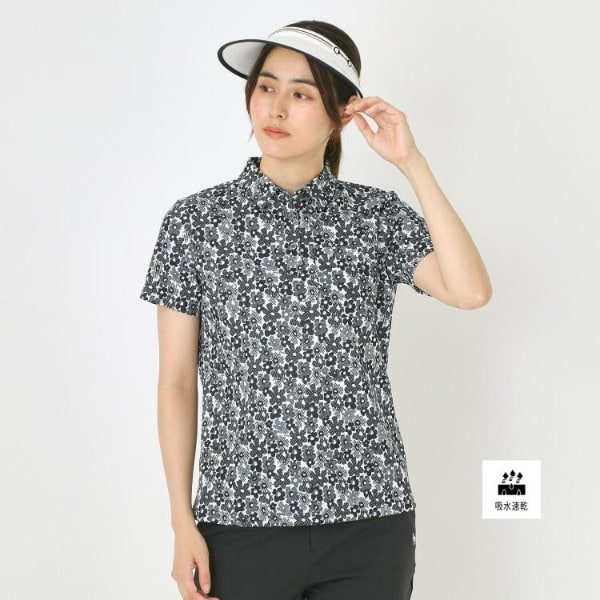 アダバット（adabat）/【吸水速乾】リップルフラワープリントポロシャツ