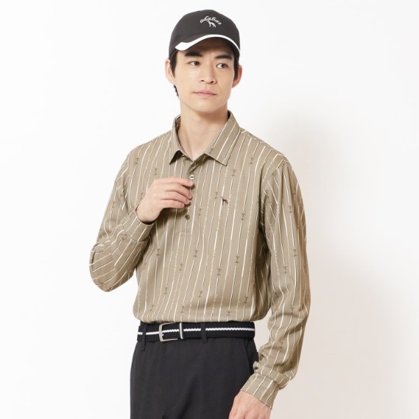アダバット（adabat）/【吸水速乾】ビットストライプ長袖ポロシャツ