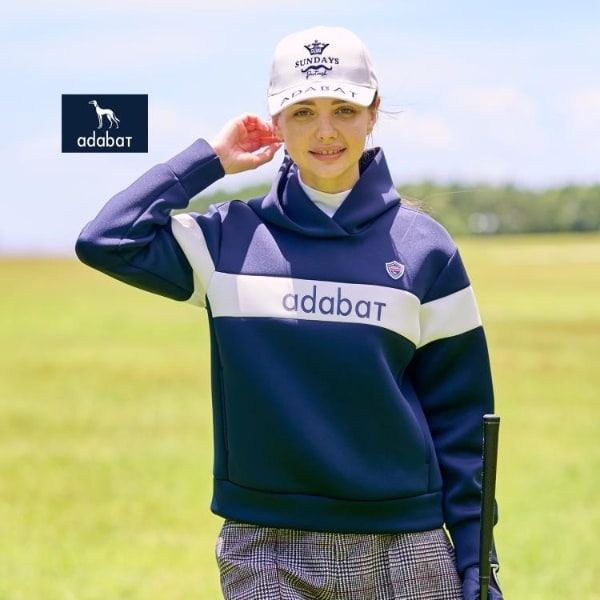 アダバット（adabat）/【ADABAT NAVY】ブロッキングラインロゴフーディー