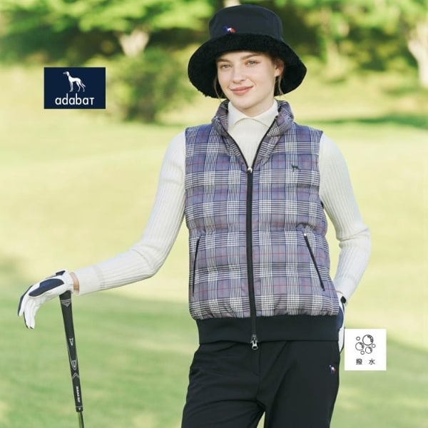 アダバット（adabat）/【ADABAT NAVY】【撥水】グレンチェック中綿ベスト