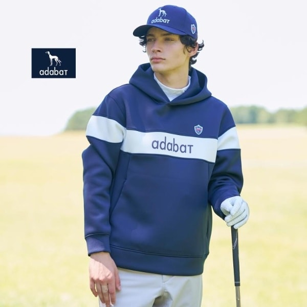 アダバット（adabat）/【新レーベル ADABAT NAVY】ブロッキングラインロゴフーディー