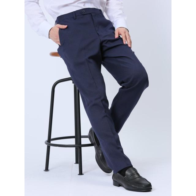 タカキュー（TAKA−Q）/タカキュー ウールライク ノータックビジネスパンツ ドビー紺