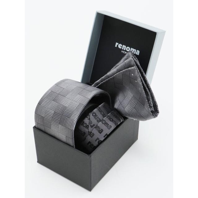 タカキュー（TAKA−Q）/レノマ オム シルク パネル柄 ナロータイ&チーフセット