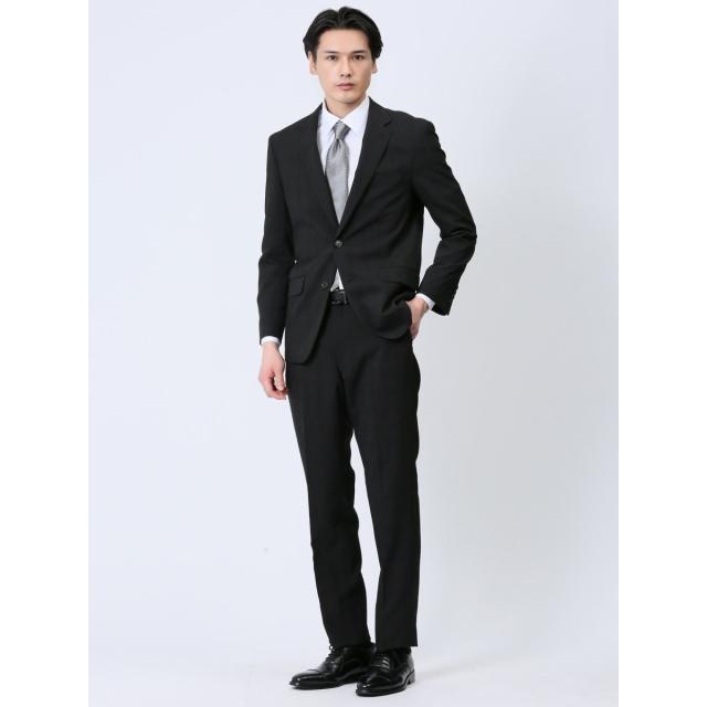 タカキュー（TAKA−Q）/【ストレッチ ウォッシャブル】タカキュー 2ボタン2ピース ビジネスセットアップスーツ チェック黒