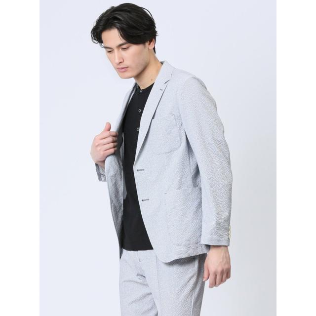 タカキュー（TAKA−Q）/レノマ オム 軽量  2ボタンジャケット プリントライトグレー(セットアップ可能)