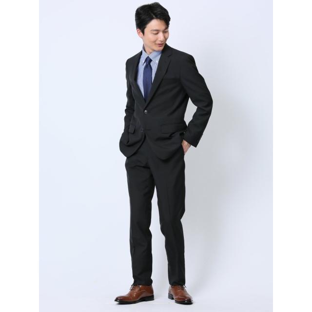 タカキュー（TAKA−Q）/【ウール混 パンツウォッシャブル】タカキュー 2ボタン2ピース セットアップスーツ ストライプ黒