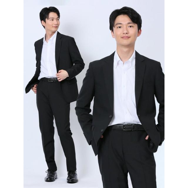 タカキュー（TAKA−Q）/【ウール混 パンツウォッシャブル】タカキュー 2ボタン2ピース セットアップスーツ ストライプ黒