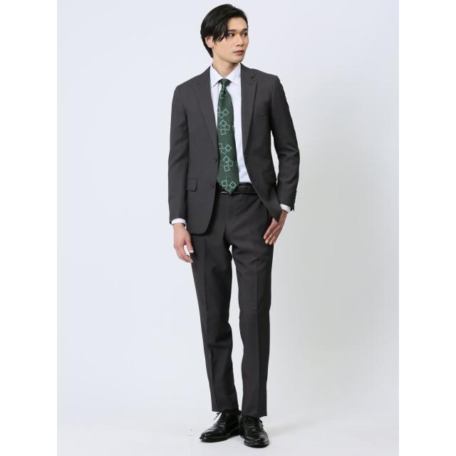 タカキュー（TAKA−Q）/【ストレッチ ウォッシャブル】タカキュー 2ボタン2ピース ビジネスセットアアップスーツ 組織グレー