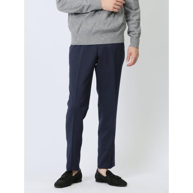 タカキュー（TAKA−Q）/タカキュー Woolen Tec On ノータック ビジネスパンツ へリンボン青(セットアップ可能)