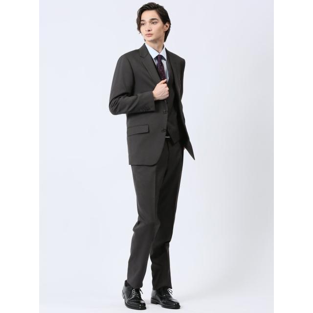 タカキュー（TAKA−Q）/【ストレッチ ウォッシャブル】タカキュー 2ボタン3ピース ビジネスセットアップスーツ 組織グレー