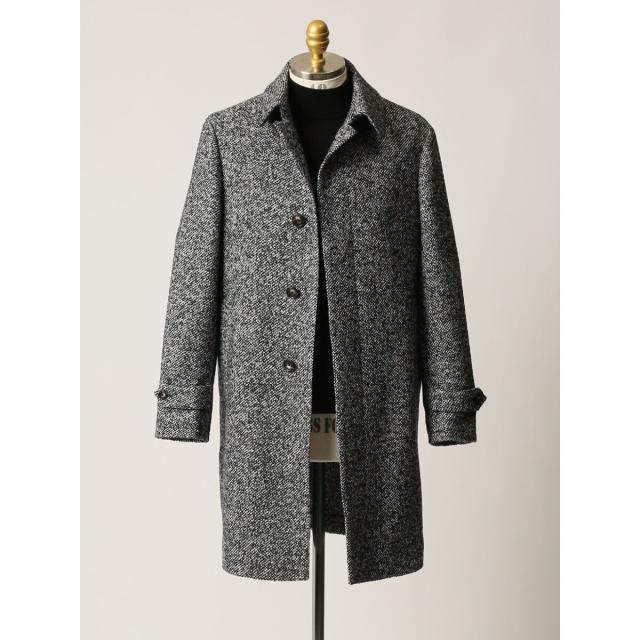 タカキュー（TAKA−Q）/スーティスト ウール混 ステンカラーコート シロクロ