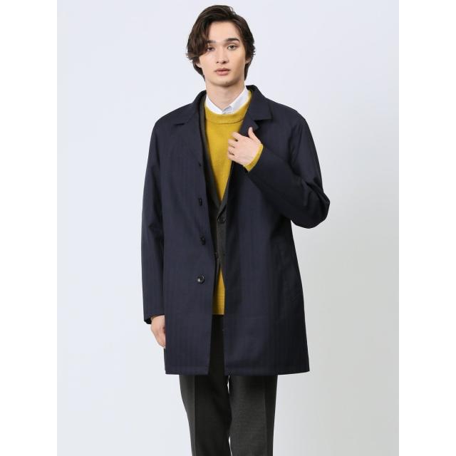 タカキュー（TAKA−Q）/【防風】 ウィングカラーコート へリンボン紺