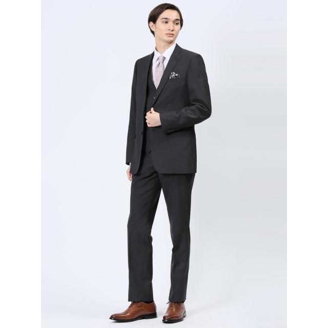 タカキュー（TAKA−Q）/【超光沢 ストレッチ】レノマ オム 2ボタン3ピース ビジネスセットアップスーツ ジオメトリック黒