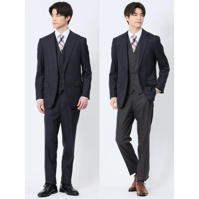 タカキュー（TAKA−Q）/【光沢 ウール混 ストレッチ】タカキュー 2ボタン4ピース6WAY ビジネスセットアップスーツ 紺