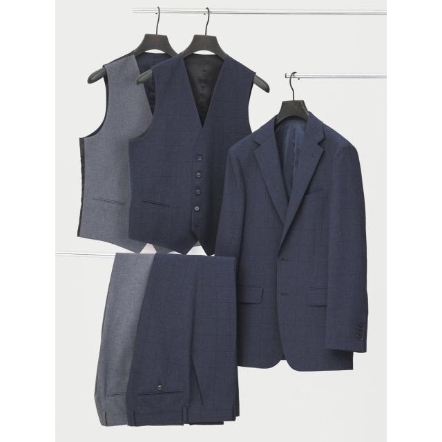 タカキュー（TAKA−Q）/【ストレッチ ウォッシャブル】スーティスト 2ボタン4ピース6WAY ビジネススーツ ウィンドペン紺