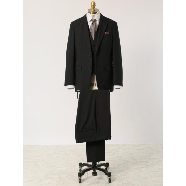 タカキュー（TAKA−Q）/【ストレッチ ウォッシャブル】スーティスト 2ボタン3ピース ビジネスセットアップスーツ ソラーロ黒