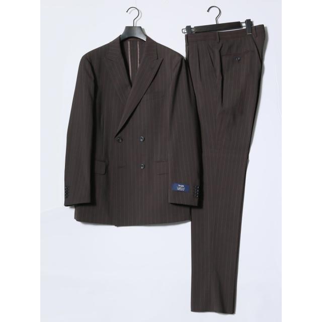 タカキュー（TAKA−Q）/【マルゾット ウール混】スーティスト 2ボタン2ピース ビジネスセットアップスーツ ストライプ茶