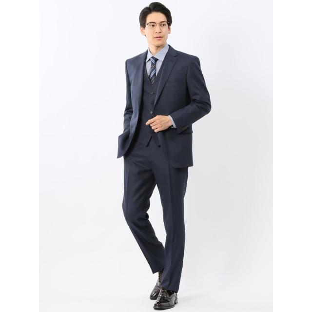 タカキュー（TAKA−Q）/【光沢 ウール混】タカキュー 2ボタン3ピース ビジネスセットアップスーツ 組織青
