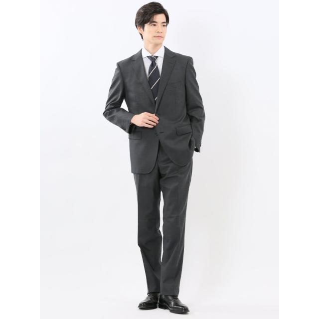 タカキュー（TAKA−Q）/【光沢 ウール混】タカキュー 2ボタン2ピース ビジネスセットアップスーツ 組織グレー
