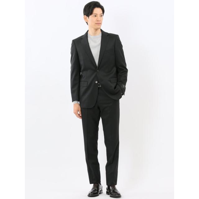 タカキュー（TAKA−Q）/【ウール混ストレッチ】タカキュー 2ボタン2ピース ビジネスセットアップスーツ 無地黒
