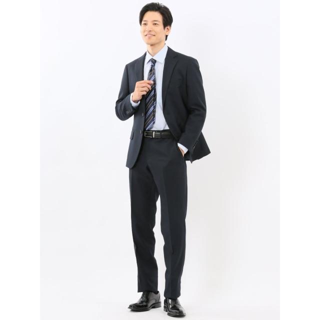 タカキュー（TAKA−Q）/【ウール混ストレッチ】タカキュー 2ボタン2ピース ビジネスセットアップスーツ 無地紺