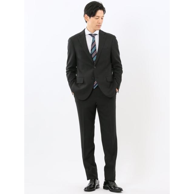 タカキュー（TAKA−Q）/【ストレッチ ウォッシャブル】タカキュー 2ボタン2ピース ビジネスセットアップスーツ 組織黒