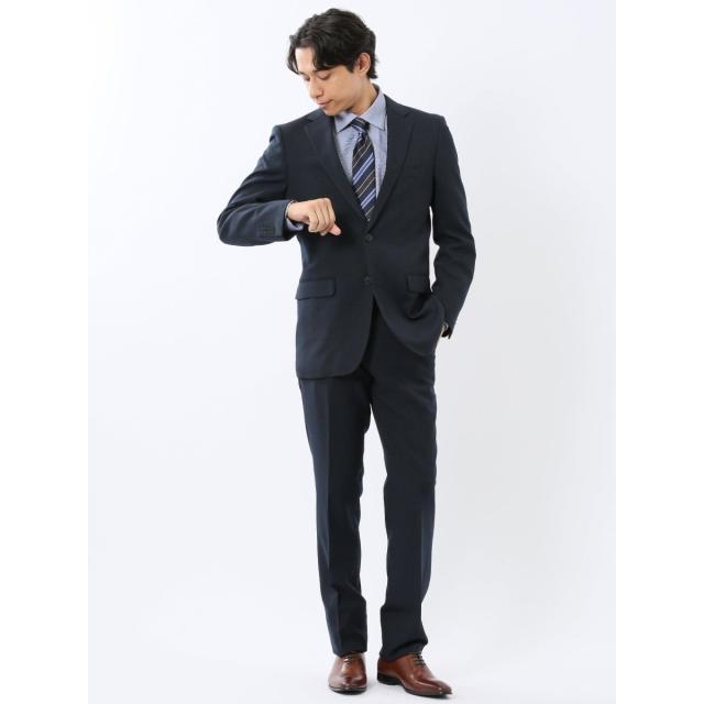 タカキュー（TAKA−Q）/【ストレッチ ウォッシャブル】タカキュー ウール調 2ボタン2ピーススーツ 組織紺