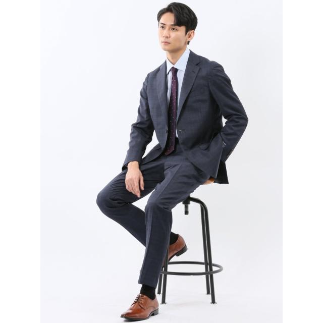タカキュー（TAKA−Q）/【マルゾット ウール100％】スーティスト 2ボタン2ピース ビジネスセットアップスーツ チェック青