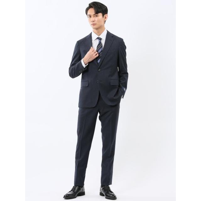 タカキュー（TAKA−Q）/【マルゾット ウール100％】スーティスト 2ボタン2ピース セットアップスーツ ストライプ紺