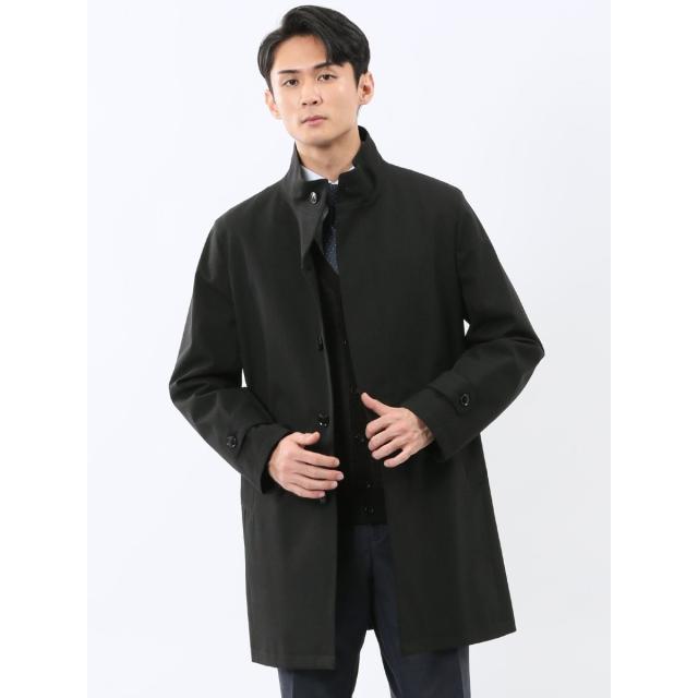 タカキュー（TAKA−Q）/【表地ストレッチ 撥水】タカキュー スタンドカラーコート ヘリンボン黒