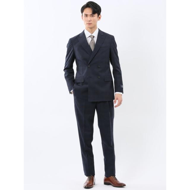 タカキュー（TAKA−Q）/【マルゾット ウール混】スーティスト 2ボタン2ピース ビジネスセットアップスーツ チェック紺