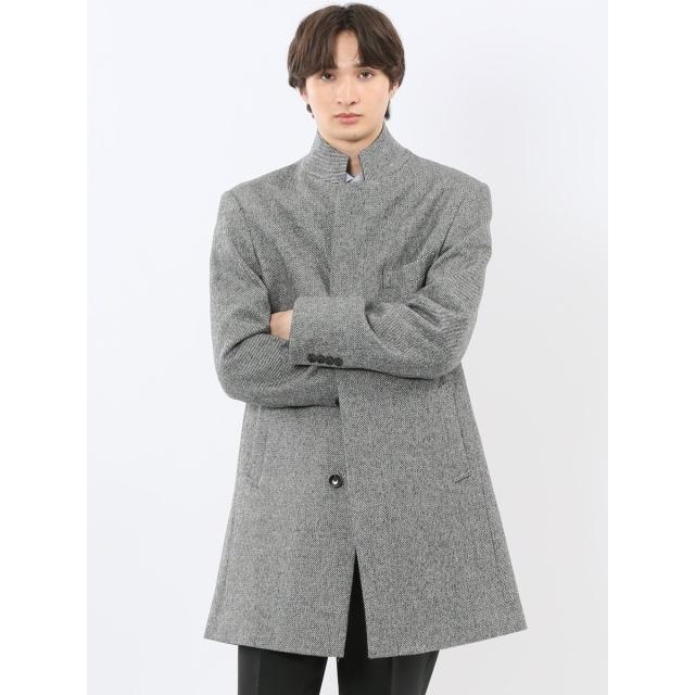 タカキュー（TAKA−Q）/【アンゴラ混ウール】レノマ オム スタンドカラーコート カルゼ杢グレー