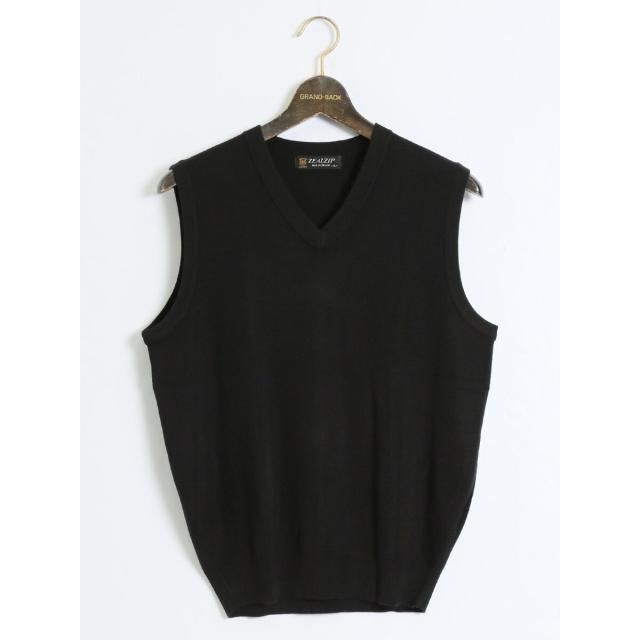 グランバック（GRAND−BACK）/【大きいサイズ】ジールジップマキシマム ウール混 Vネックニットベスト