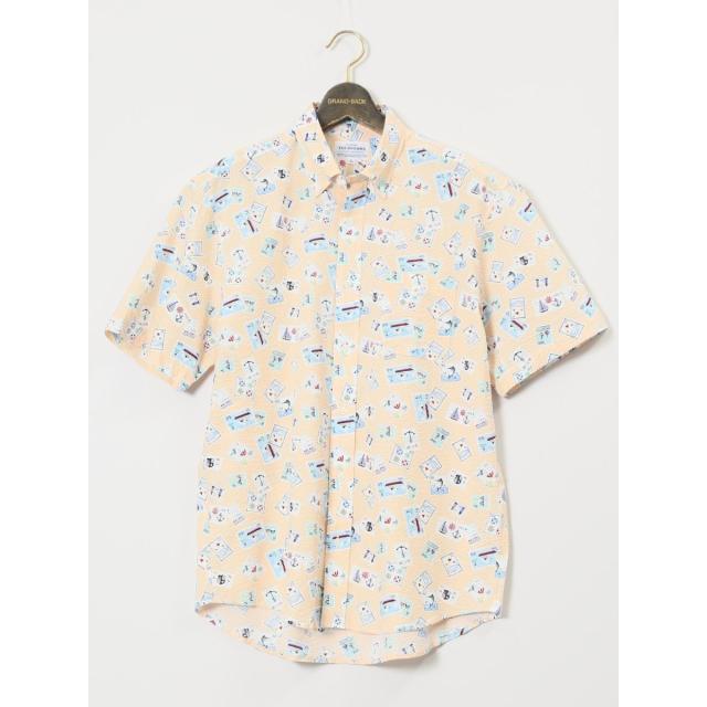 グランバック（GRAND−BACK）/【大きいサイズ】【日本製】【綿リップル】【吸水速乾】ボタンダウン半袖シャツ