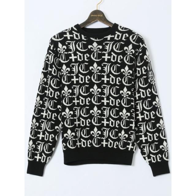 グランバック（GRAND−BACK）/【大きいサイズ】カステルバジャック ウール ロゴジャガード クルーネックニット