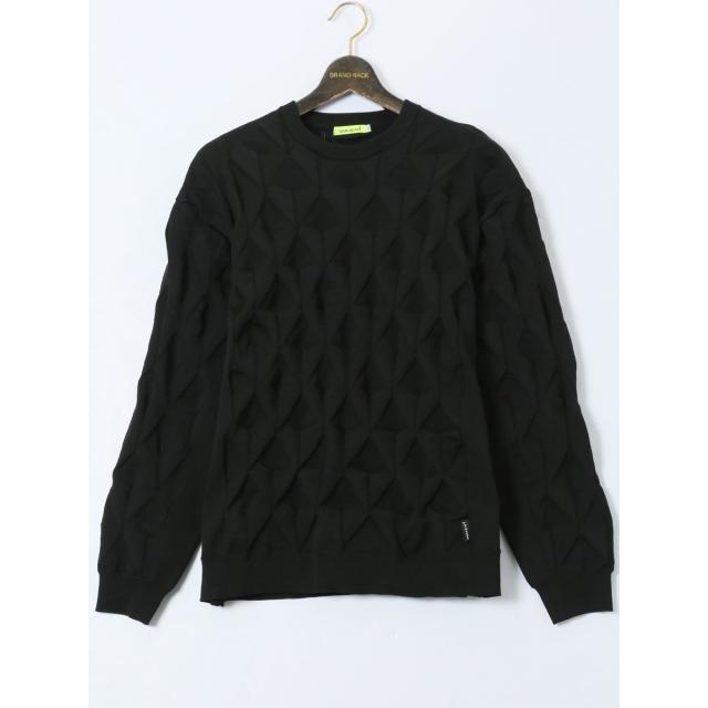 グランバック（GRAND−BACK）/【大きいサイズ】ビバハート ストレッチ ハンドウォッシャブル 3Dアーガイル柄 クルーニット