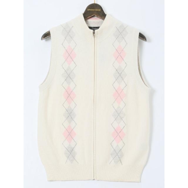 グランバック（GRAND−BACK）/【大きいサイズ】グランバック カシミヤ100％ フルジップ ニットベスト