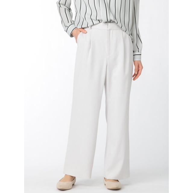 【NEW】m．f．エディトリアル/麻調合繊 セットアップ ワイドパンツ ライトグレー