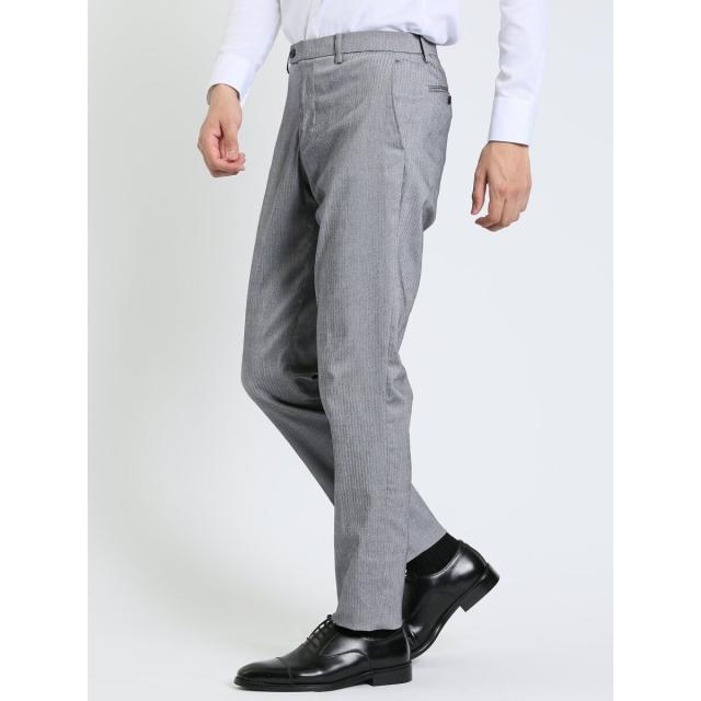 m．f．エディトリアル（m．f．editorial）/スーパーストレッチ スリムフィット ノータックスラックス ヘリンボンライトグレー