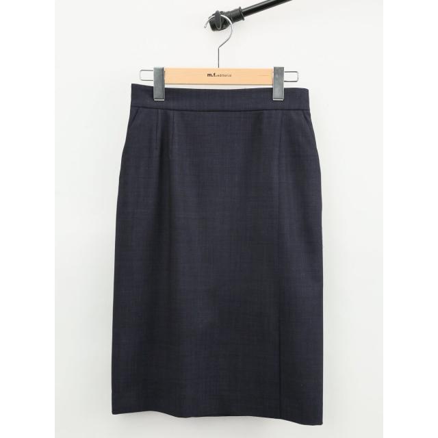 【NEW】m．f．エディトリアル/ウール混インディゴ調 タイトスカート(セットアップ可能)