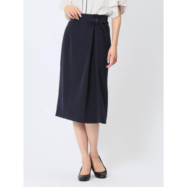 m．f．エディトリアル（m．f．editorial）/ダブルクロス Aラインスカート 紺(セットアップ可能)